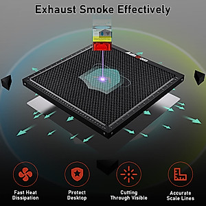 Honeycomb Laser Bed, ADNOOM 15.7” x15.7” Galvanized Iron Honeycomb Working Panel, Laser Cutter Honeycomb Working Table with Aluminum Plate for Fast Heat Dissipation and Desktop-Protecting (400 x400mm)
