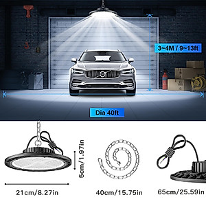 ISKYDRAW 100W UFO LED High Bay Light, 15000LM 2 Pack High Bay LED Shop Lights No-Dimmable, Commercial Bay Lighting 6500K, IP65 High Bay LED Lights for Workshop Garage Warehouse Factory Barn