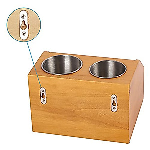 Satauko Wall Mount Hair Tools Organizer with 2 Holes, Wood Hair Dryer Holder for Brushes and Hair Straightener, Curling Iron Holder, Flat Iron Holder, Blow Dryer Holder, Bathroom Vanity Organizer.