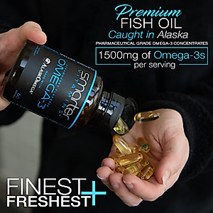 (3 Pack) Smarter Omega 3 Fish Oil, Berry Flavor, Burpless, Tasteless, 2000mg, DHA EPA Triple Strength Brain, Joint and Heart Support, Made with AlaskOmega®
