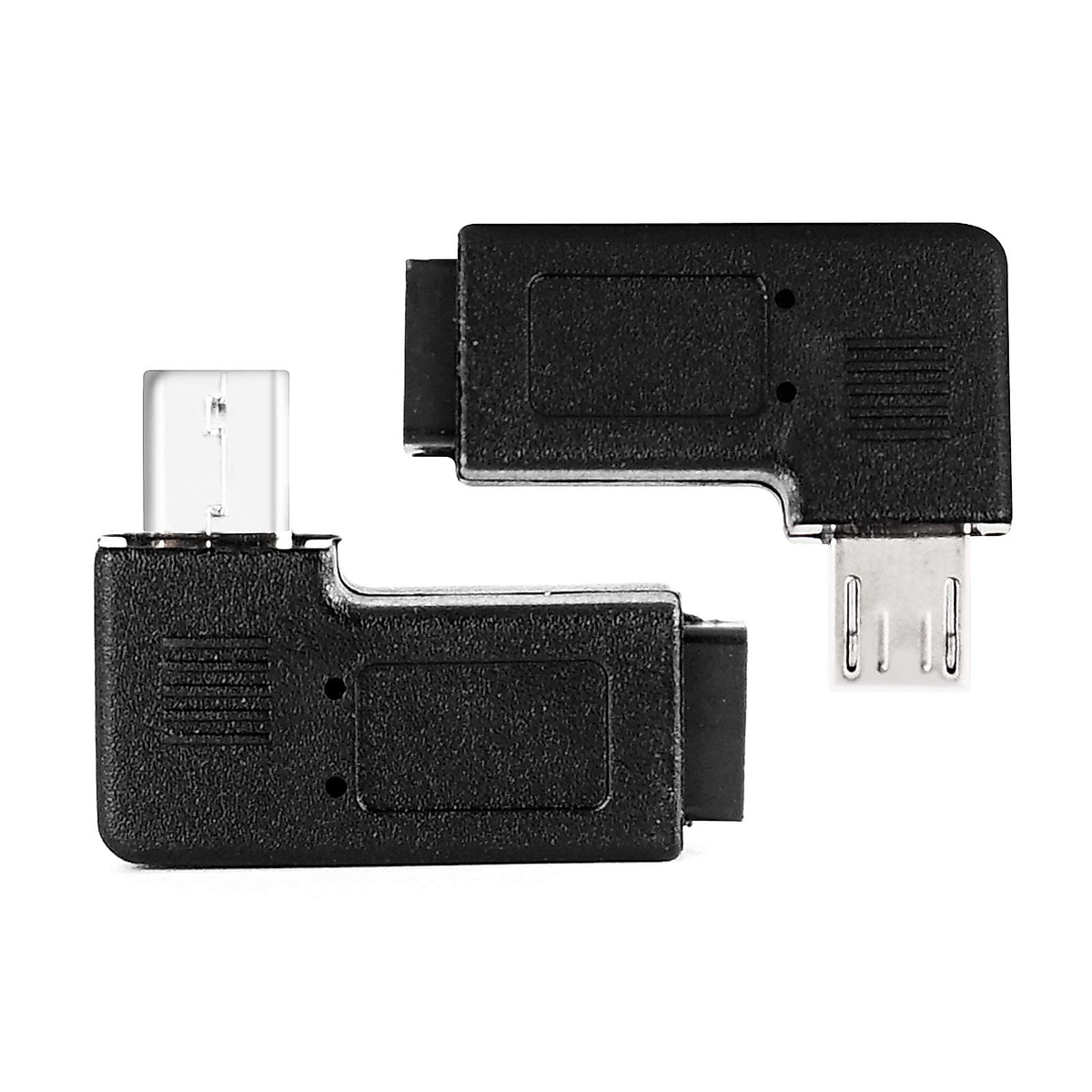 Inovat 1 Pair Right Left Angle Micro USB Male 90 Degree USB Male to Micro Female Plug Adapters