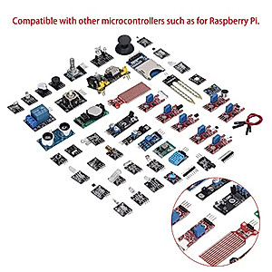 45Pcs Sensors Modules Starter Kit Sensor Module Clock Board Temp Sensor Module Electronic Component Set Kit for Raspberry Pi