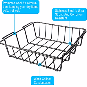 Cooler Basket for YETI Tundra 50 or 65,Inside Dry-Goods Basket Compatible with Cabela's 60QT, Igloo 52QT, Ozark Trail 52QT,Pelican Elite (45 & 70) etc,Stainless Steel Wire Cooler Rack