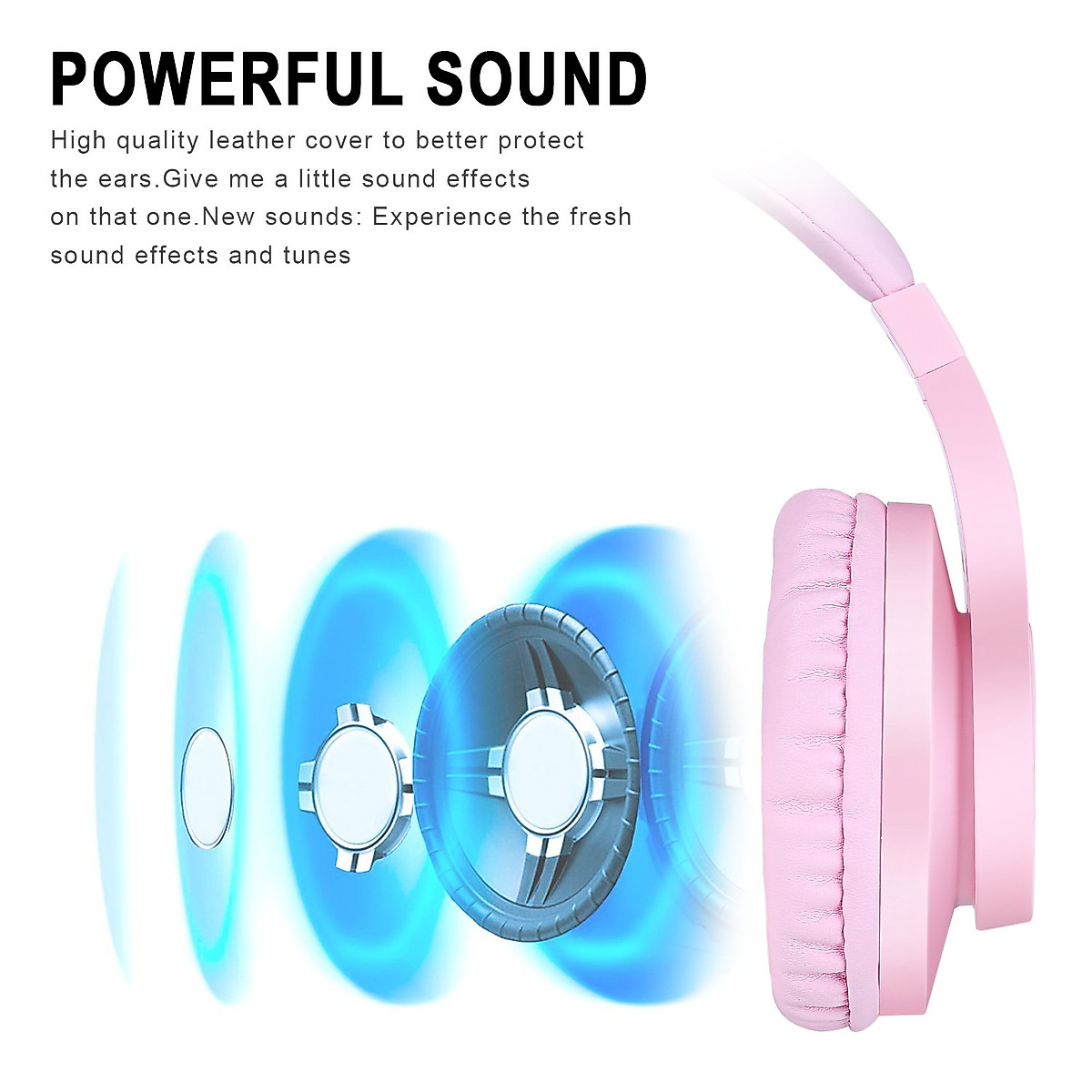 BlueFire Kids Headphones for Online School, Children, Teens, Boys, Girls, 3.5mm Stereo Over-Ear Gaming Headphone with Microphone and Volume Control for PS4, PS5, New Xbox One（Pink）