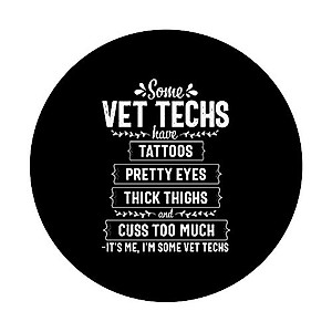 Funny Vet Tech Tattoos Veterinary Assistant Animal Gift PopSockets PopGrip: Swappable Grip for Phones & Tablets