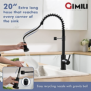 GIMILI Matte Black Touchless Kitchen Faucet Motion Sensor Kitchen Faucets with Pull Down Sprayer Single Handle Kitchen Sink Faucet