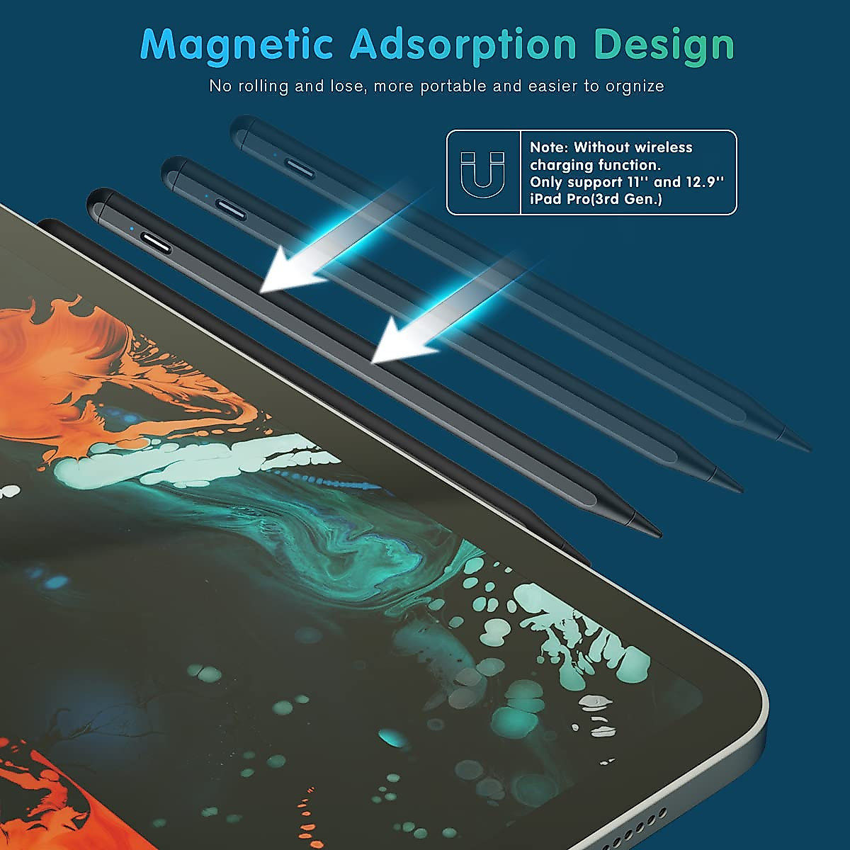 Stylus Pencil for iPad 10th & 9th Generation, Active Pen with Palm Rejection Compatible with 2018-2023 Apple iPad 10/9/8/7/6th Gen/iPad Pro 12.9 &11 inches/iPad Pro 6/5/4th Gen/iPad Air 5/4/3 Gen