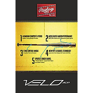 Rawlings 2021 Velo BBCOR Baseball Bat Series, 32 inch (-3)
