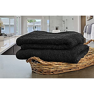 Ample Decor Hand Towel 18 X 28 Inch Pack of 2 600 GSM 100% Cotton, Oeko Tex Certified Soft Absorbent Thick Durable Premium Quality, for Hotel, Bathroom, Spa, Daily Use, Gym - Machine Washable - Black