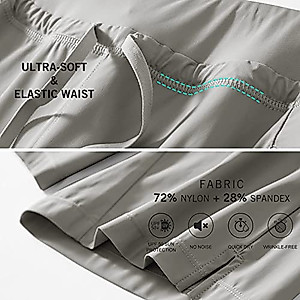 BALEAF Womens Quick Dry Hiking, Running Long Shorts 9" Bermuda Cargo for Curvy Lightweight Knee Length Shorts w Pockets, Medium, Grey