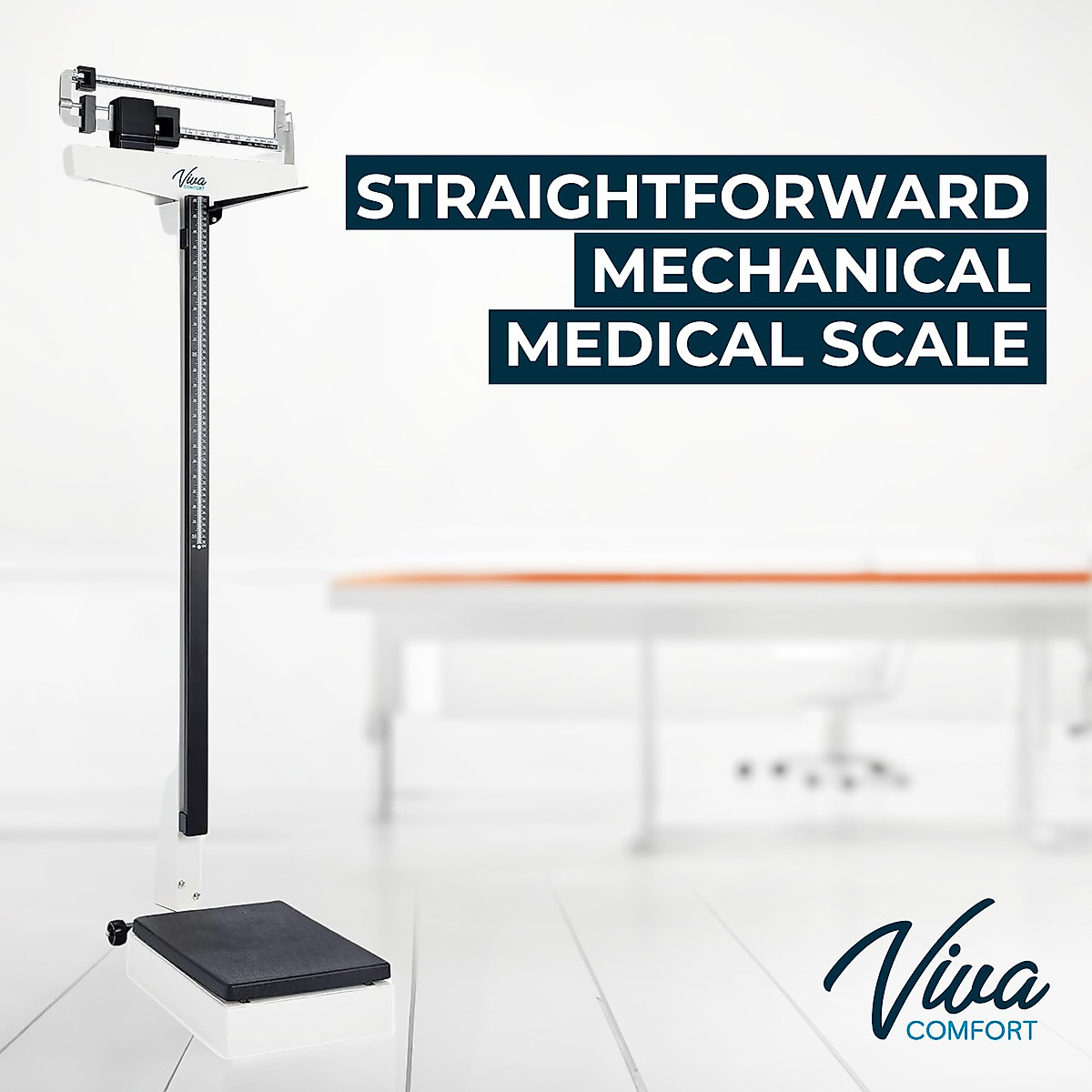 VivaComfort Medical Office Beam Scale, Analog Medical Grade Height and Weight Scale, Mechanical Bathroom and Gym Scale, Weight Capacity 440 lbs