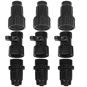3Sets of Connectors for Garden Water Hose Expanding Hose Female Male Repair Kit with Individual On-Off Valve
