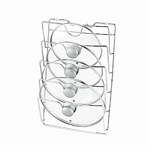 SAVICOS Wall Door Mount Pot Lid Rack,Kitchen Storage and Cabinet Organizer Holder,Chrome Finish
