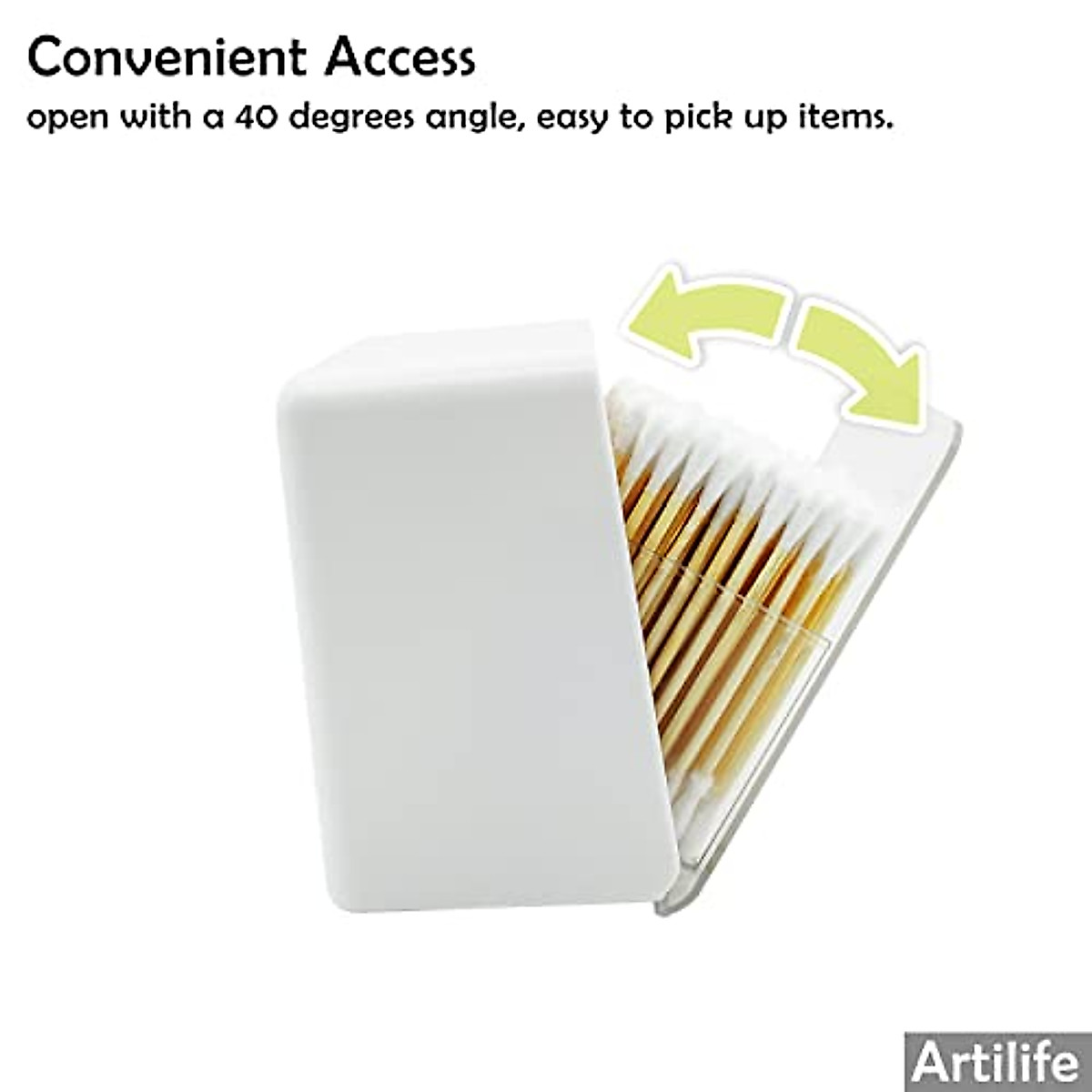 Artilife Bathroom Qtip Holder Canisters for Cotton Swabs, Cotton Balls, Cotton Rounds, Vanity Countertop Storage Organizer Container (1 Pack)