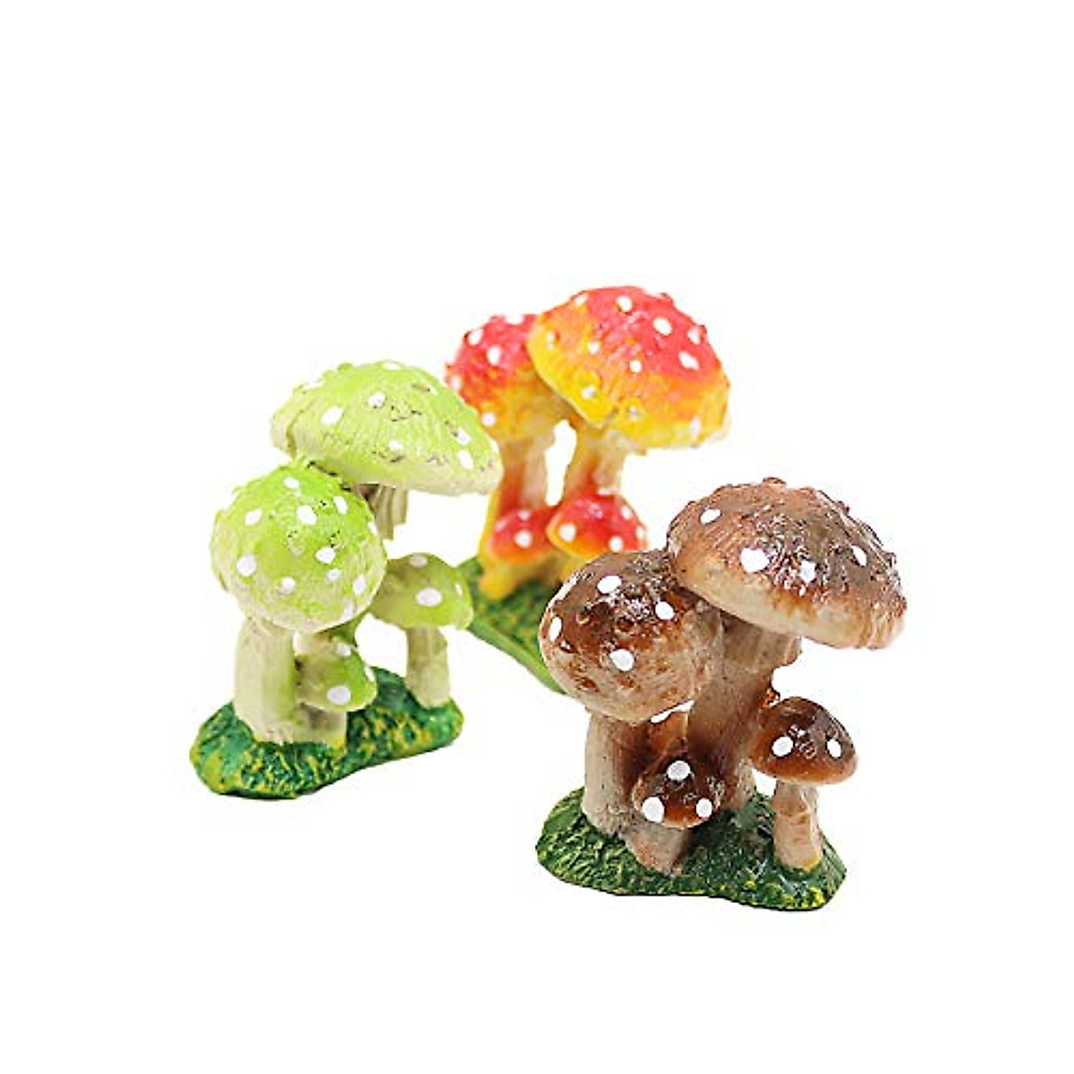 3 Pcs Mushroom Miniature Figurines Mushroom Statue Resin Figurines Fairy Garden Miniature Moss Landscape DIY Terrarium Crafts Ornament Accessories for Home Décor,C