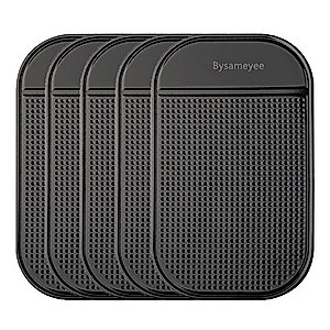 Anti-Slip Pad, Bysameyee Anti-Slide Fixate Sticky Mat for Car Dashboard, Silica Gel Non-Slip Pads for Radar Detector Cellphone, Pad, Keys,Glass, Mirrors, Whiteboards, Metal (Black, 5 Packs)
