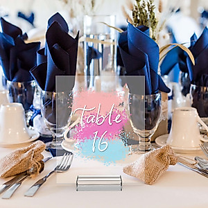 Aboofx 16 Pieces Acrylic Stands Clear Place Card Holders for Cards over 200gsm, 1.6 inch Acrylic Sign Holders Table Number Stands Card Display Stand forWedding Party Events Office Business Meeting