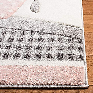 SAFAVIEH Carousel Kids Collection Accent Rug - 4' x 6', Pink & Ivory, Animal Design, Non-Shedding & Easy Care, Ideal for High Traffic Areas for Boys & Girls in Playroom, Nursery, Bedroom (CRK127P)