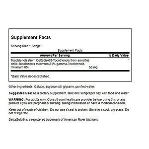 Swanson Deltagold Tocotrienols-Annatto Tocotrienols Supporting Healthy Cholesterol Levels Already withinthe Normal Range-Vitamin E Tocotrienols 99% Tocopherol Free (60 Softgels, 50mg Each) (3 Pack)
