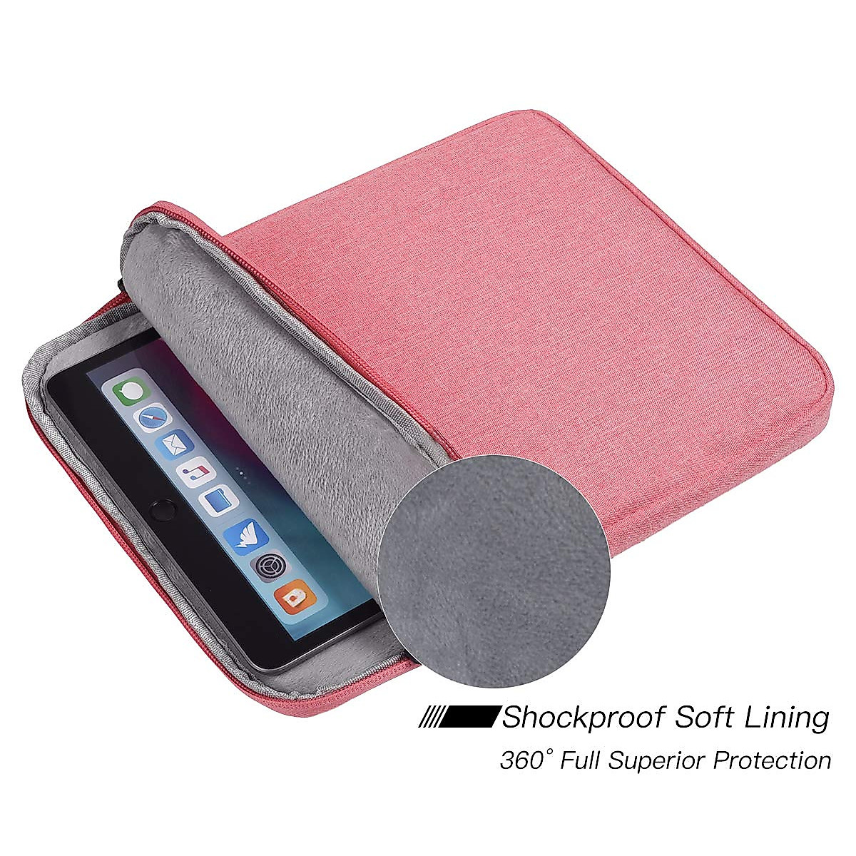 9-11 Inch Tablet Sleeve Case Bag for iPad 10.2 2021-2019, iPad 10th 10.9 2022, iPad Pro 11 M4/Air 11 M2, iPad Air 5/4 10.9, Samsung Galaxy Tab A8 10.5, Fit Apple Smart Keyboard, Pink