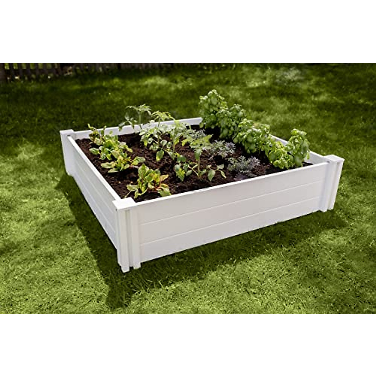Vita Classic 4'X4'x11 Vinyl Raised, White VT17108 x 4ft Modular Garden Bed, 11" H