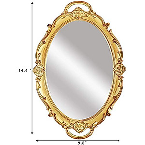 Mukily Mirrored Tray,Decorative Mirror for Perfume Organizer Jewelry Dresser Organizer Tray & Display,Vanity Tray,Serving Tray,9.8'' x 14''(Gold)