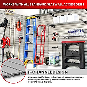 Slatwall Panel Garage Wall Organizer: Heavy Duty Wall Mounted PVC Wall Rack, Interlocking Slat Wall Paneling for Garage Wall Storage, Slatwall Board, Slatwall Shelves System -White (2’H x 4’W)