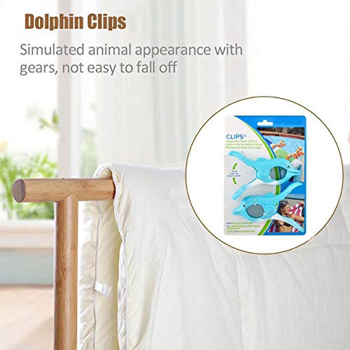 2Pcs Lovely Dolphin Beach Towel Clips for Beach Chairs Home Lounge Chair Towel Over Sized Patio Holiday, Pool Accessories for Chairs Household Bocaclip Baby Stroller
