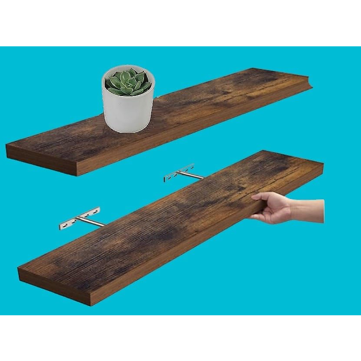 DAISY'S FINDINGS Floating Shelves for Wall | 1 Rustic Wood Shelf for Wall | Floating Shelves for Bathroom, Floating Wall Shelves for Living Room, Bedroom, Kitchen, Office