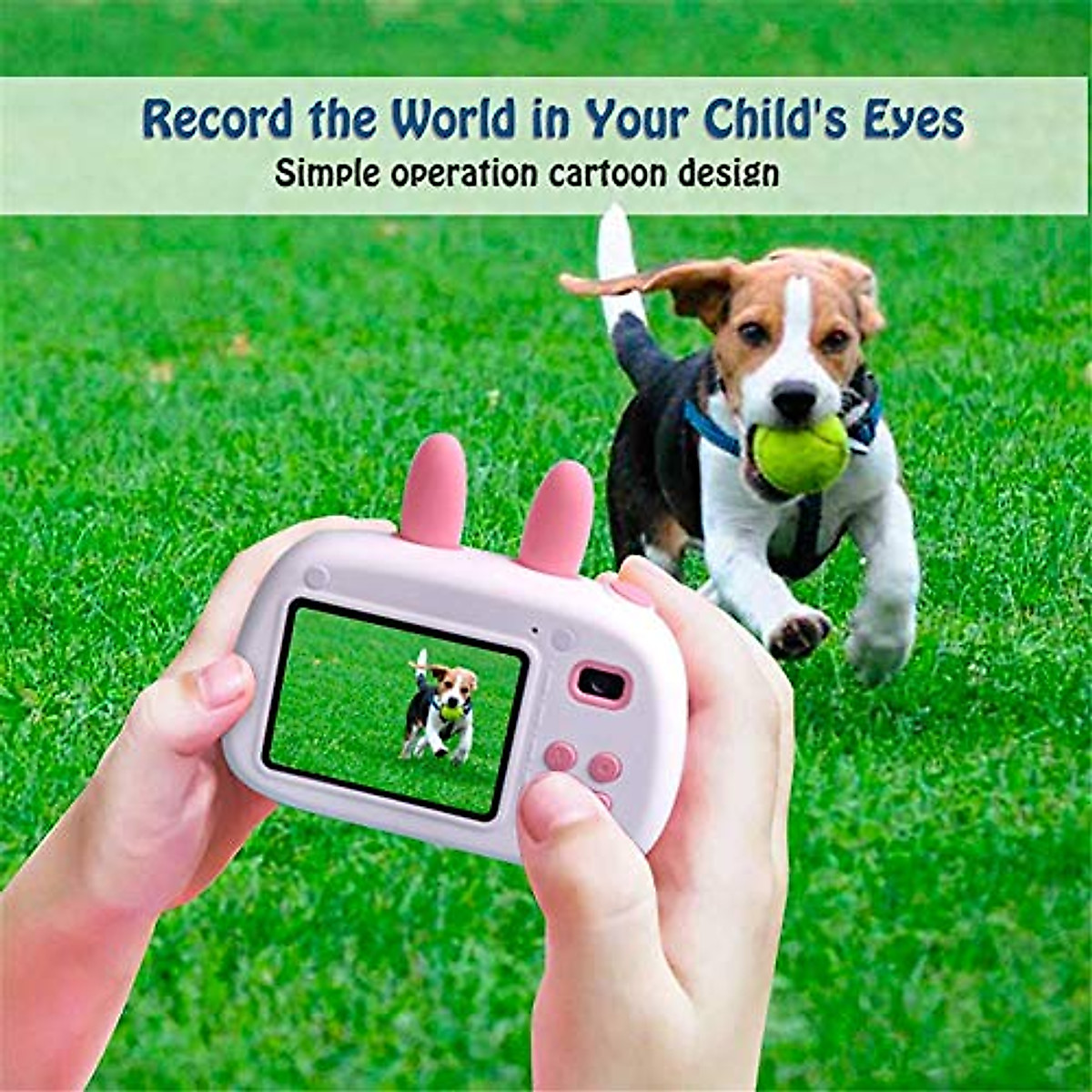 MCJL Child Camera Child Digital Camera Photograph Print Camera Cartoon Rabbit Video Recorder 1080P High List Anti Dual Lens 2.4 Inch IPS Screen,Pink,No Memory Card