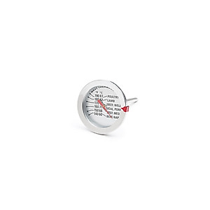 Fox Run Stainless Steel Meat Thermometer with Internal Temperature Guide, 2.5 x 2.5 x 5.25 inches, Metallic