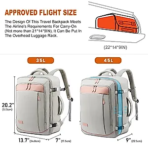 LOVEVOOK Carry on Backpack, 45L Large Travel Backpack for Women Airline Approved, Expandable Large Suitcase Backpacks With 4 Packing Cubes, Aer Travel Pack 3, Water Resistant Weekender Bag