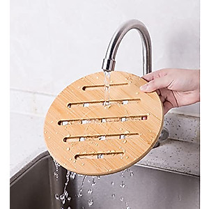 Lawei Set of 8 Bamboo Trivets - Bamboo Hot Pads Trivet with Non-Slip Pads Heat Resistant Pads, for Hot Dishes Pot Bowl