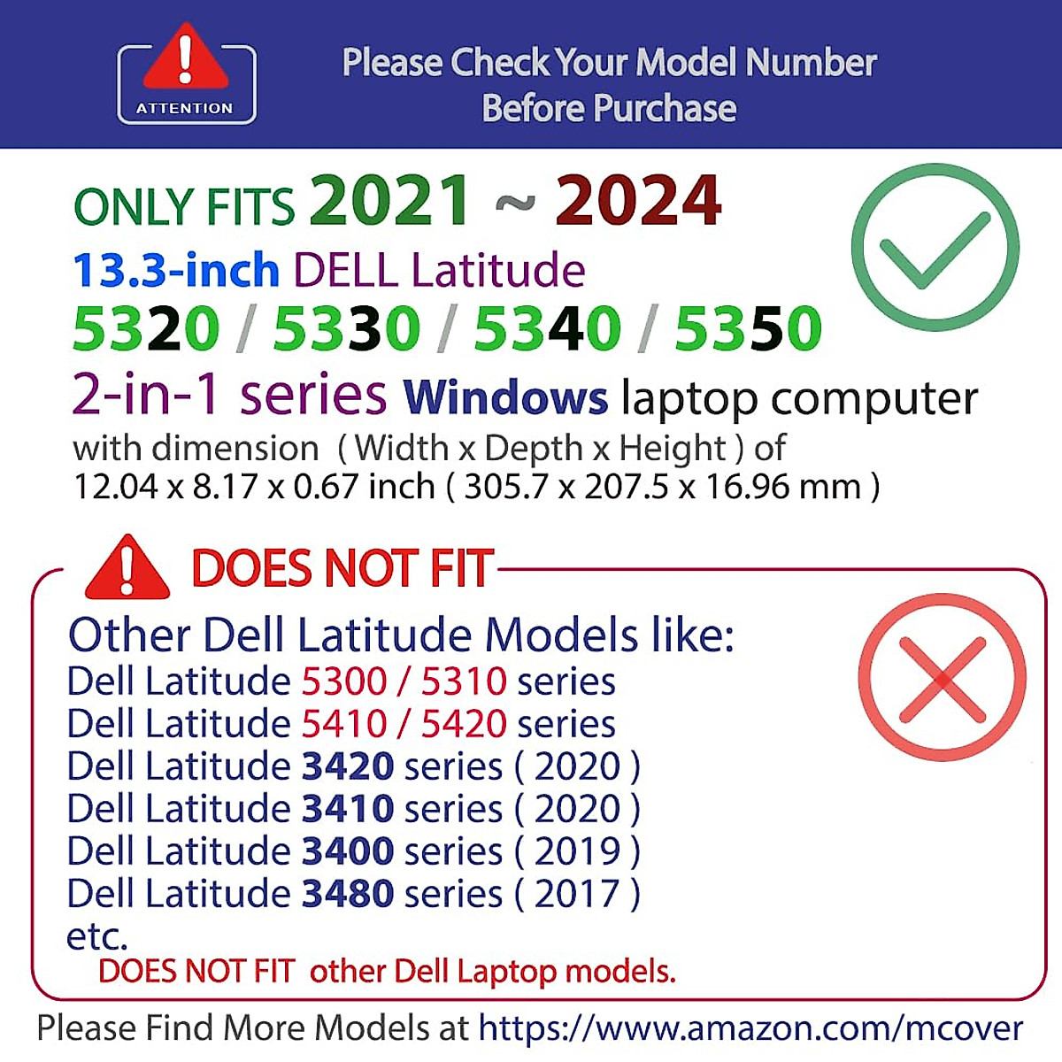 mCover Case ONLY Compatible for 2021～2024 13.3" Dell Latitude 5320 5330 5340 5350 2-in-1 Windows Laptop Notebook Computer (NOT Fitting Any Other Dell Models) - Pink