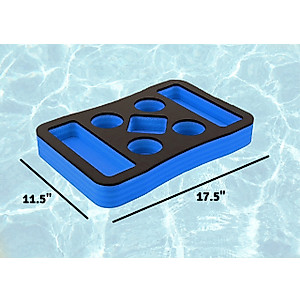 Polar Whale Floating Spa Hot Tub Bar Drink and Food Table Blue and Black Refreshment Tray for Pool or Beach Party Float Lounge Durable Fade Resistant
