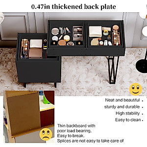 Black Vanity Desk with Mirror and Lights,Small Makeup Vanity with 5 Drawers，Modern Makeup Table with Adjustable Cabinet for Bedroom,Makeup Room