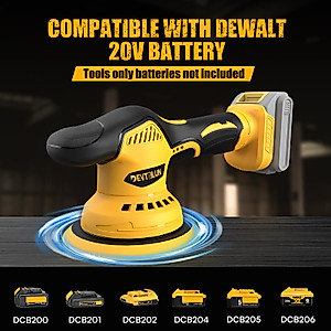 Cordless Car Buffer Polisher for Dewalt 20V Max Battery(NO Battery),6 In Brushless Buffer Polisher Kit , 6 Variable Speed 5500RPM Orbital Polisher for Car Detailing Waxing,14PCS Polishing Accessories