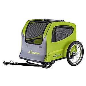 Schwinn Rascal Bike Pet Trailer, For Small and Large Dogs, Large (Up to 100lbs), Green
