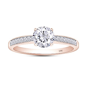 SAVEARTH DIAMONDS 1 1/4 cttw Center 5.5MM Round Brilliant Cut Lab Grown Diamond Solitaire Engagement Ring In 10K Or 14K Solid Gold Wedding Ring for Women (G-H Color, VS-SI Clarity, 1.25Cttw)