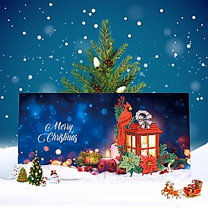 SHAVERUSH Christmas DIY Cards Kit, Rhinestones 5D Gem Art Painting Cards, Diamond Art Greeting Cards, Christmas Santa Claus Cards, Diamonnd Painting Christmas Cards Kits for Adults and Kids