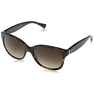 Ralph by Ralph Lauren Women's RA5191 Cat Eye Sunglasses, Shiny Dark Havana/Gradient Brown, 55 mm