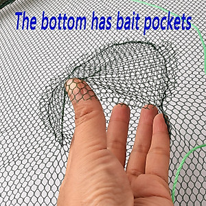 Foldable Fishing net Hand cast net, Shrimp net Crab net Fishing net Crayfish Hand cast cage (Top: 39.4in/Bottom:31.5in)