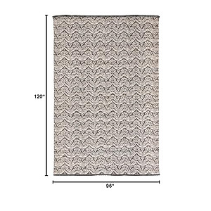 SAFAVIEH Kilim Collection Area Rug - 8' x 10', Beige & Black, Handmade Flat Weave Chevron Wool, Ideal for High Traffic Areas in Living Room, Bedroom (KLM729B)