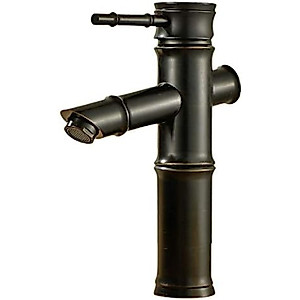 Kitchen & Bath Fixtures Taps Faucet,Black American Diagonal Bamboo Two-Section Single Hole Hot and Cold Water Faucet