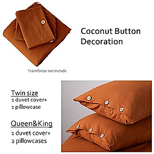 SunStyle Home Twin Size Duvet Cover Set with Buttons Closure Umber, 2 Pieces Solid Color Ultra Soft Skin-Friendly Comforter Cover Set (1 Duvet Cover +1 Pillowcase)