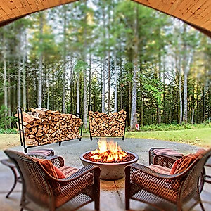 BACKYARD EXPRESSIONS PATIO · HOME · GARDEN 913559 8ft Outdoor | Heavy Duty Log Firewood Storage Rack Holder, Durable Tubular Steel, Easy Assembly, Holds (1) Face Cord of Fire Wood, Black