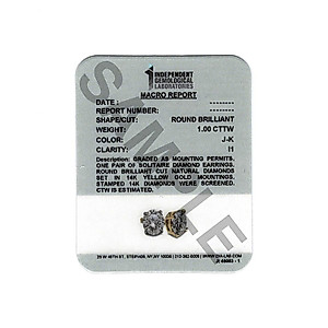 1 Carat Total Weight Round Diamond Stud Earrings in 14K Yellow Gold for Women with Push Backs - (JK Color, I1 Clarity) - IGL Certificate Included