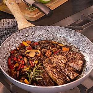 HUDSON Nonstick Grey Frying Pan 9Qt Cookware, Pots and Pans, Dishwasher Safe, 7.9-inch, Granite Nonstick