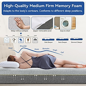 Hcore Memory Foam Mattress King Size 12 Inch Mattress, Cooling Green Tea/Gel Medium Firm Mattress in a Box, Pressure Relief Stylish Bed Mattress Made in USA, CertiPUR-US Certified 80'' x 76''