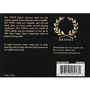 DA VINCI Venezia, Italian 100% Plastic Playing Cards, 2-Deck Set, Bridge Size Regular Index